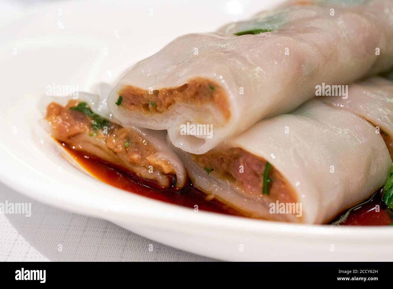 A Cantonese morning tea dim sum, beef rice roll Stock Photo - Alamy