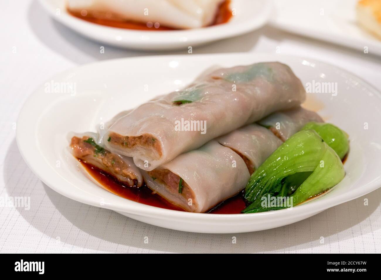A Cantonese morning tea dim sum, beef rice roll Stock Photo - Alamy
