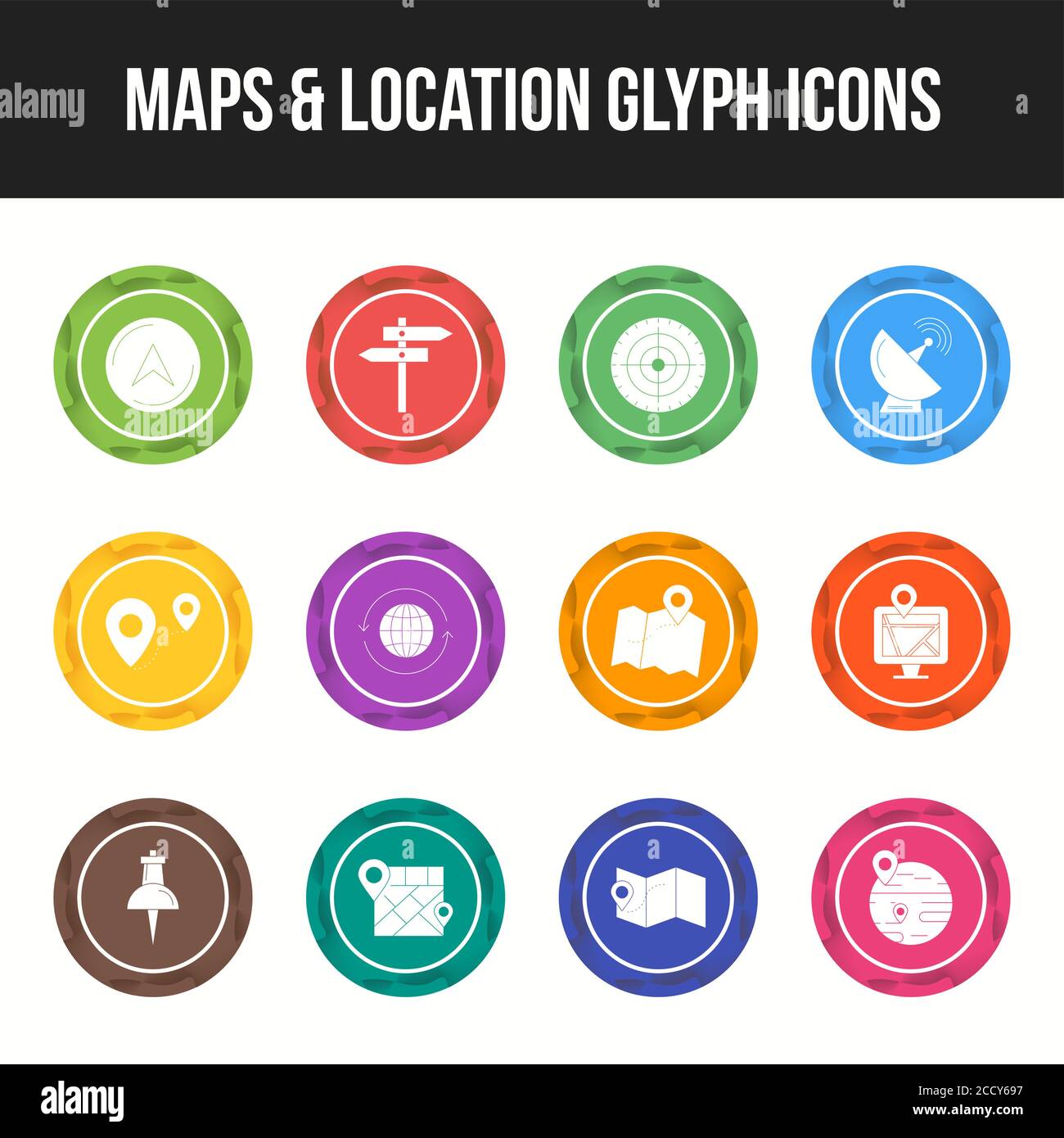 Unique Maps & location Glyph icon set Stock Vector Image & Art - Alamy