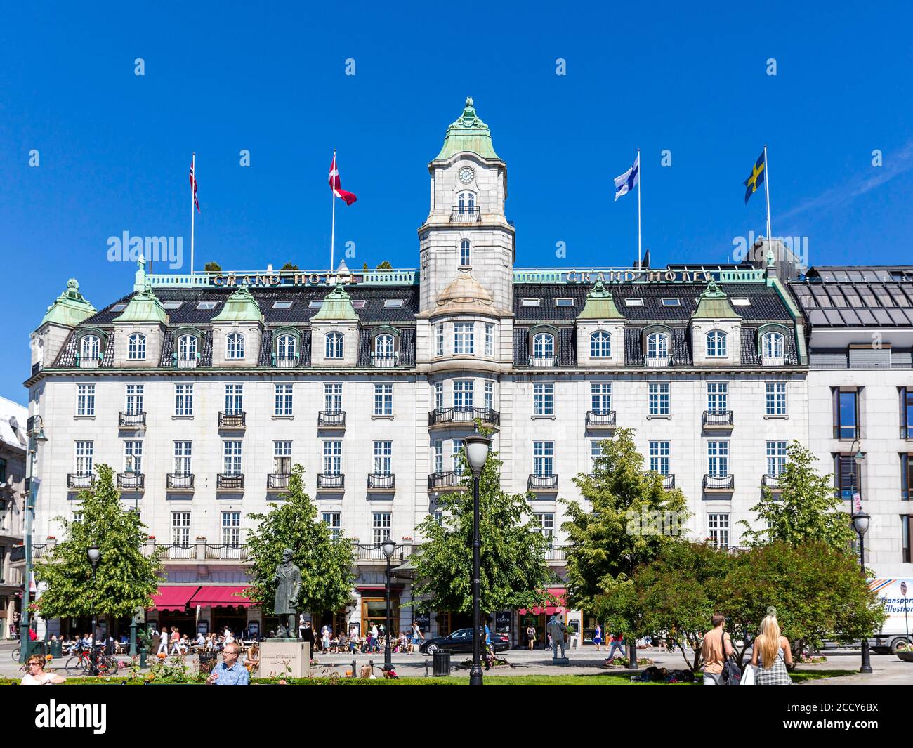 Grand Hotel Oslo by Scandic, Karl Johans gate, Oslo, Norway Stock Photo ...