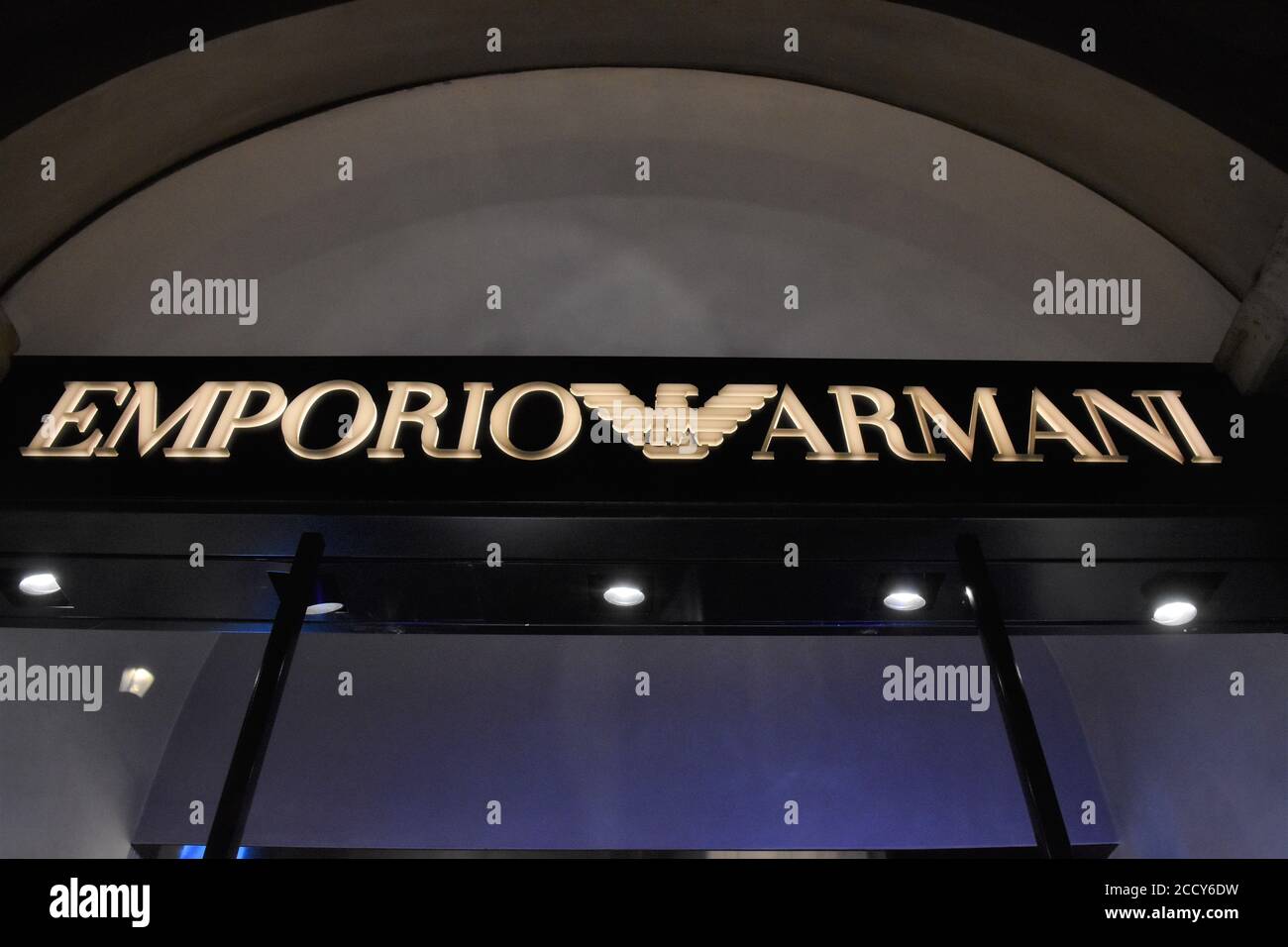 THE SIGNATURE OF THE EMPORIO ARMANI BOUTIQUE Stock Photo - Alamy