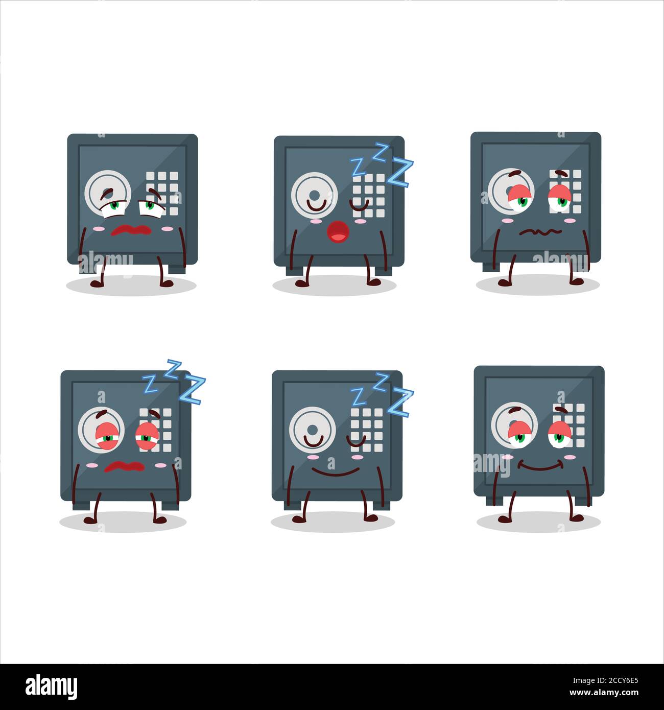 Cartoon character of safe deposit box with sleepy expression Stock ...