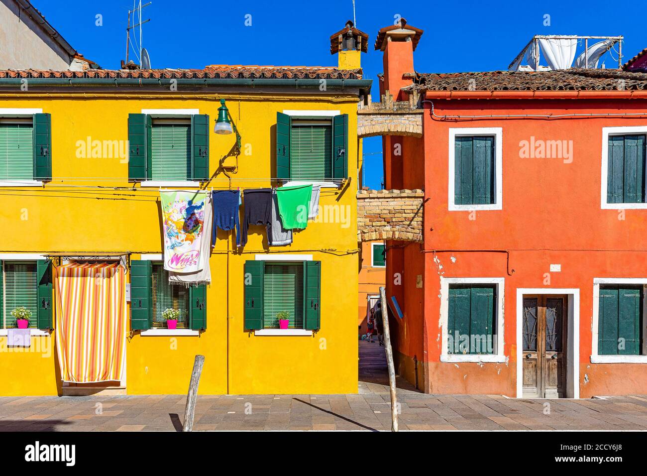 Colourful house facades in Burano, Burano Island, Venice, Veneto, Italy ...