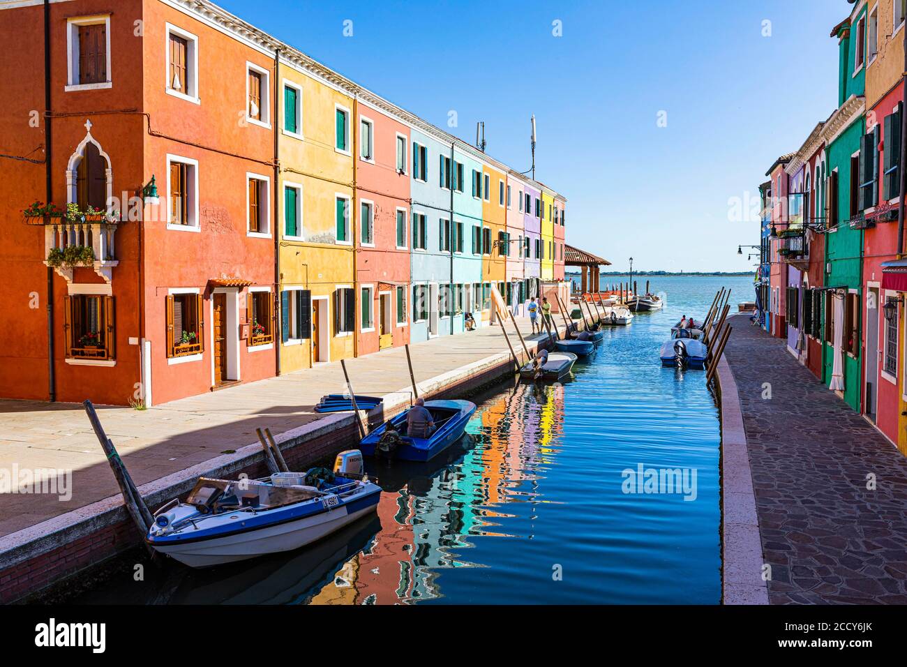Colourful houses on the Burano Canal, Burano Island, Venice, Veneto, Italy Stock Photo - Alamy
