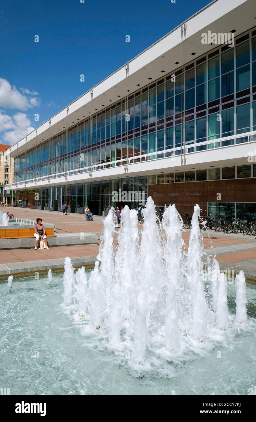 Palace of Culture with fountain, Dresden, Saxony, Germany Stock Photo ...