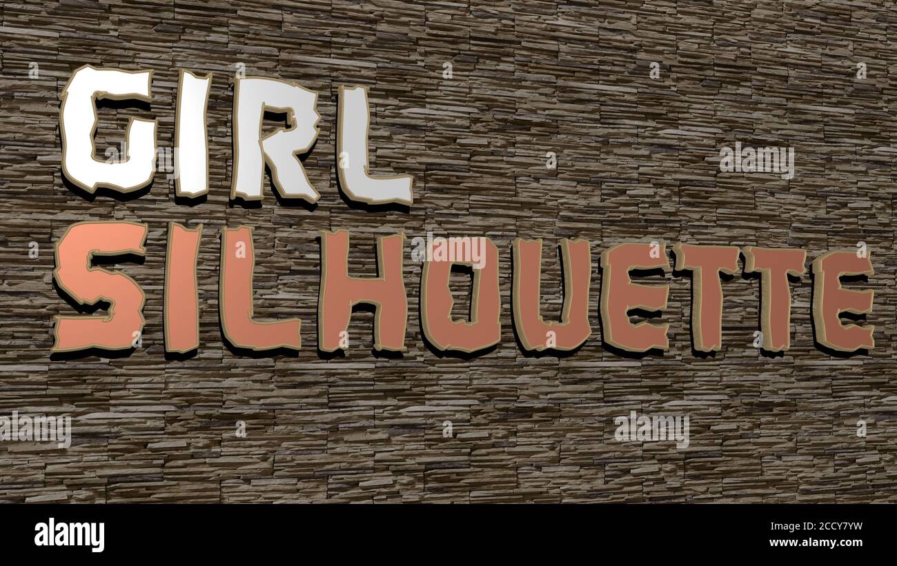 GIRL SILHOUETTE text on textured wall, 3D illustration Stock Photo - Alamy