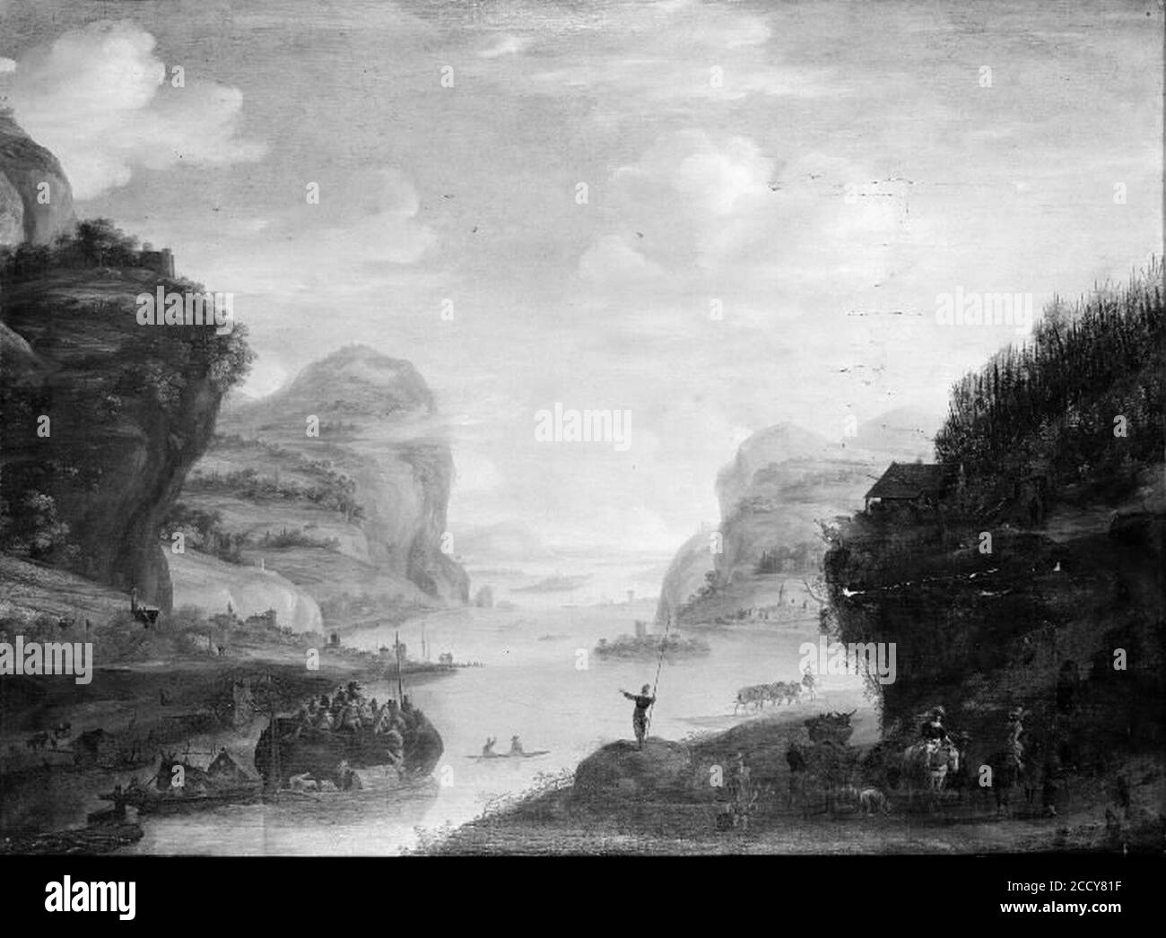 Johannes Lingelbach - View of a River Stock Photo - Alamy