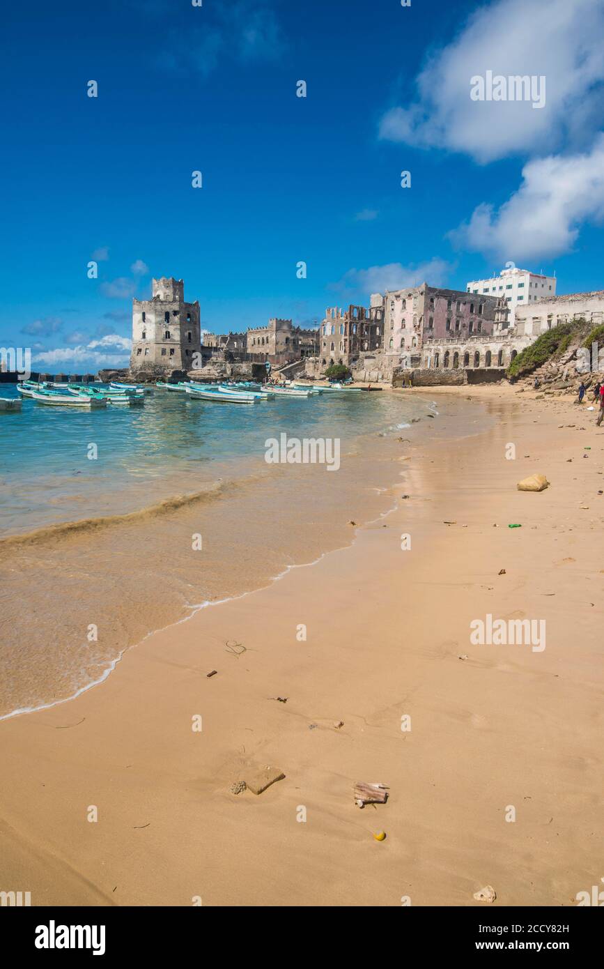 The old italian harbour with its lighthouse, Mogadishu, Somalia Stock ...