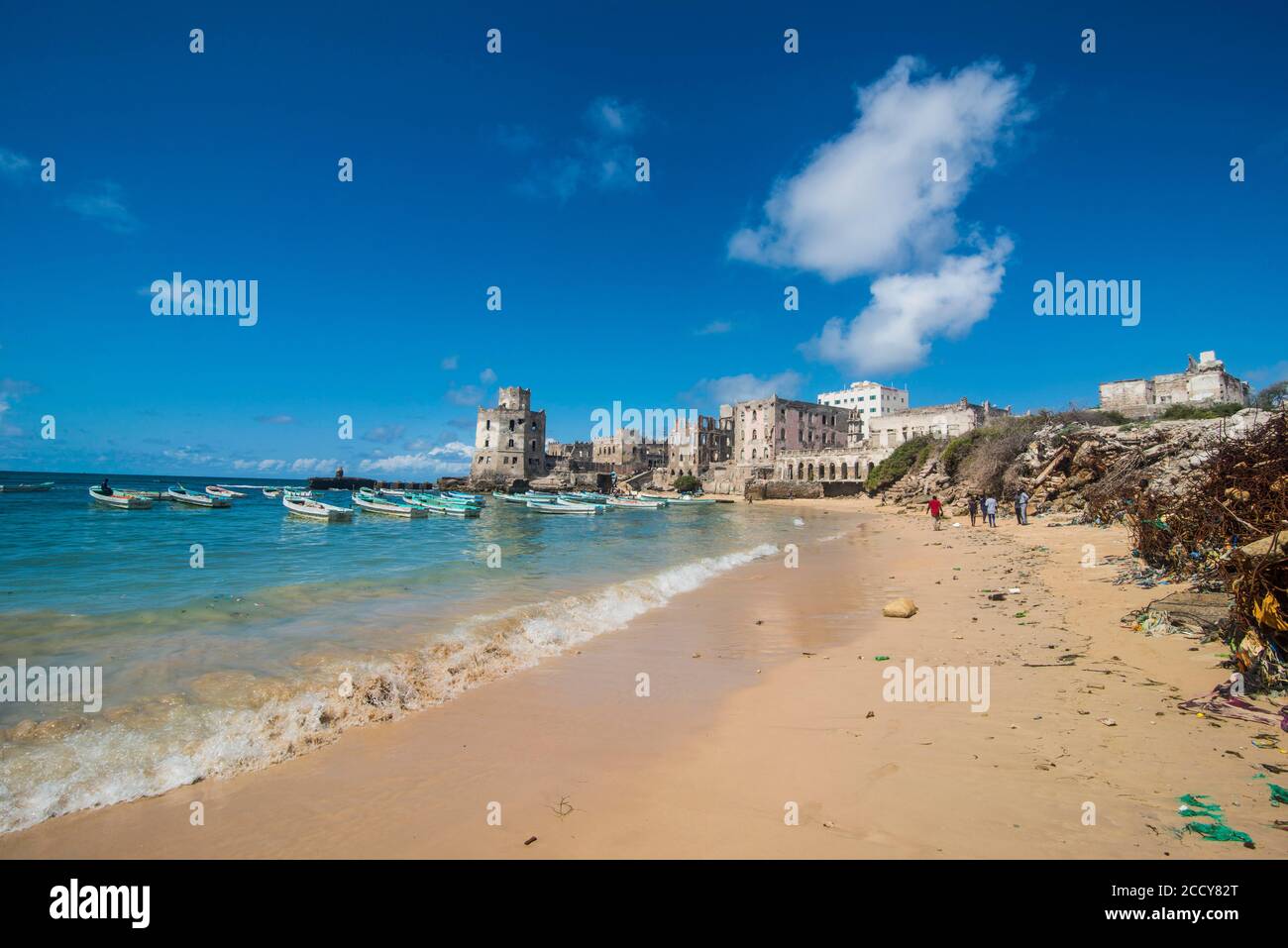The old italian harbour with its lighthouse, Mogadishu, Somalia Stock ...