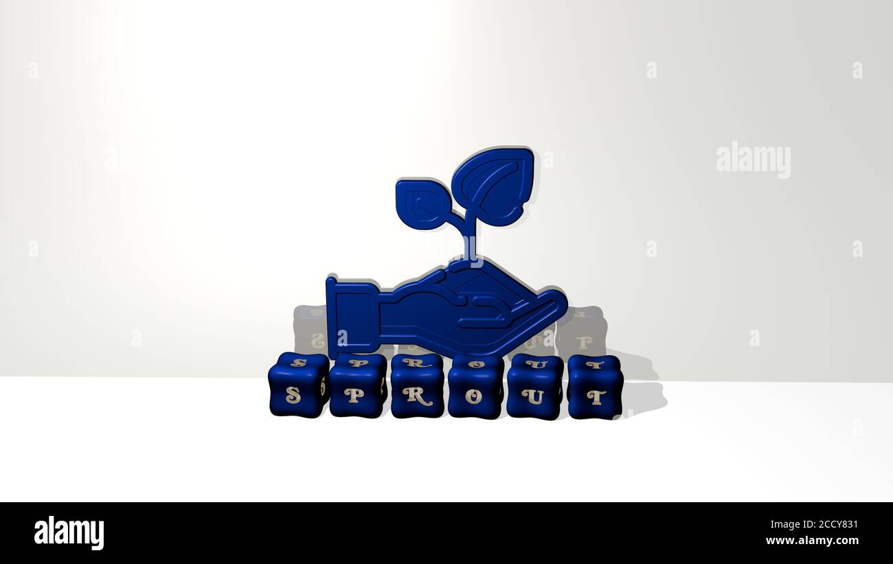 3D representation of SPROUT with icon on the wall and text arranged by ...