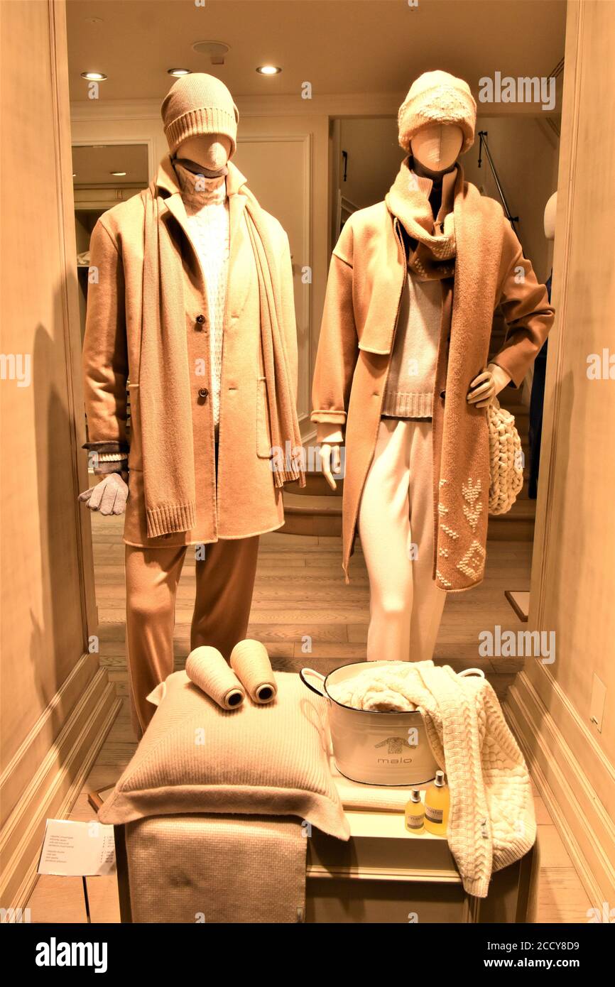 CLOTHES AND HATS ON DISPLAY AT MALO BOUTIQUE IN BORGOGNONA STREET Stock ...