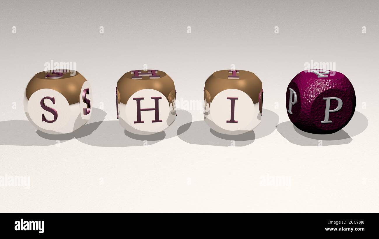 SHIP text of cubic individual letters, 3D illustration Stock Photo - Alamy