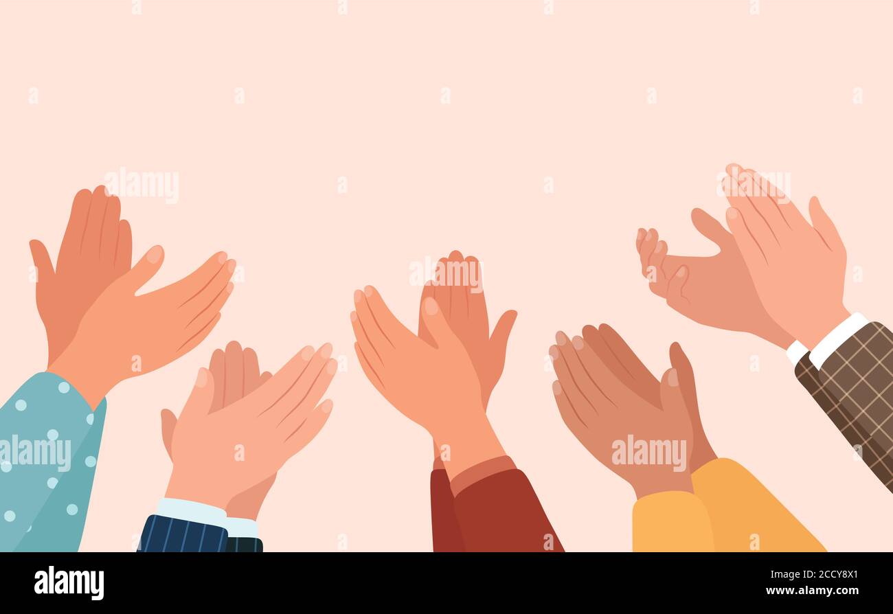 Clapping hands, different people applaud. Vector illustration in flat ...
