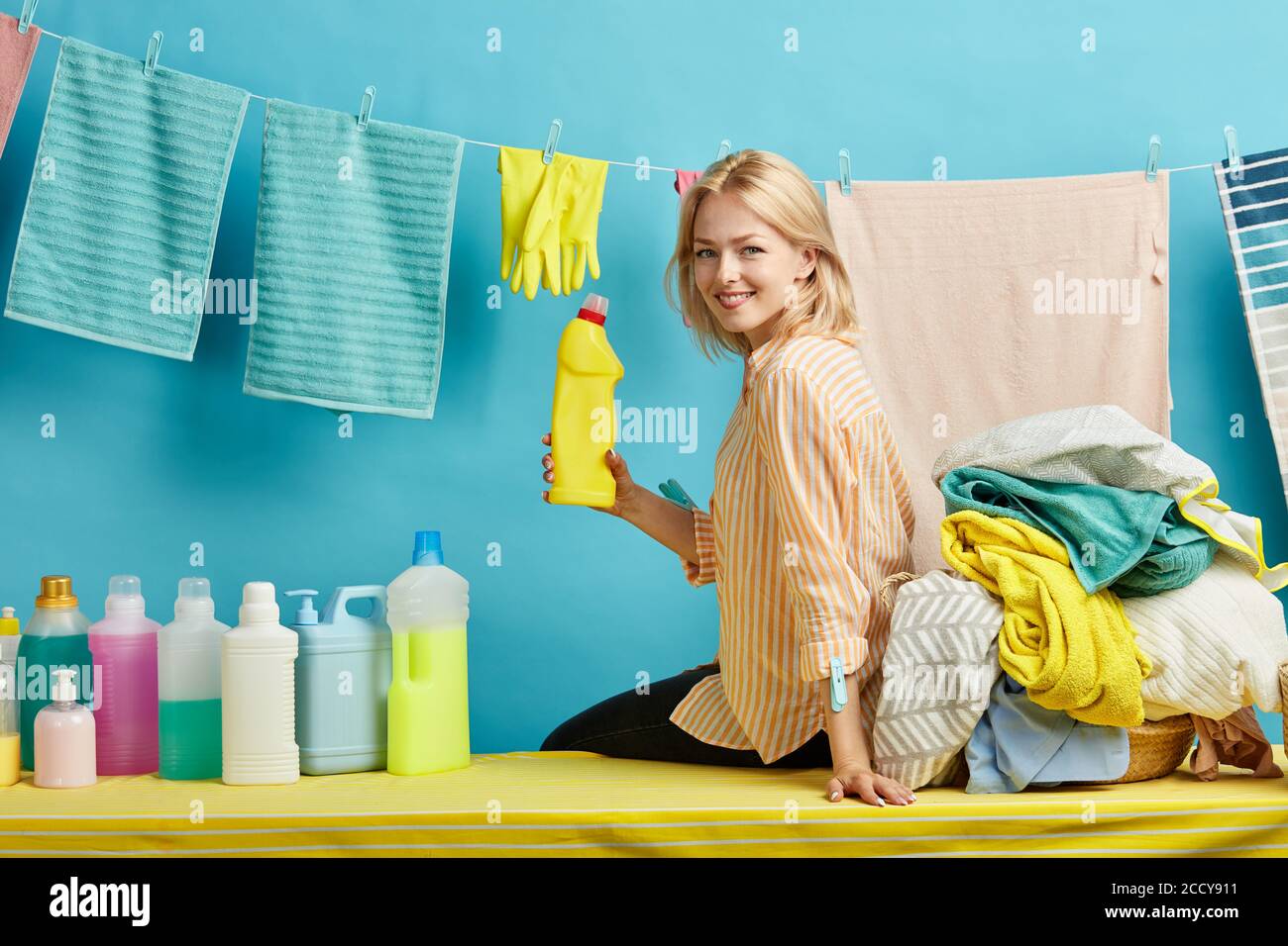 Woman housework advert hi-res stock photography and images - Alamy