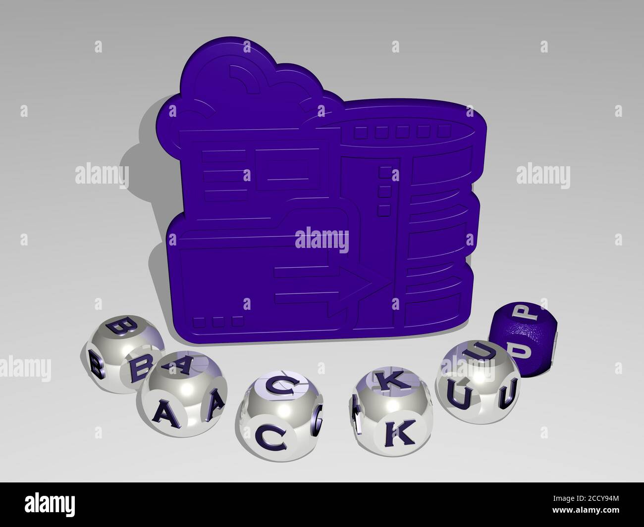 BACKUP round text of cubic letters around 3D icon, 3D illustration ...