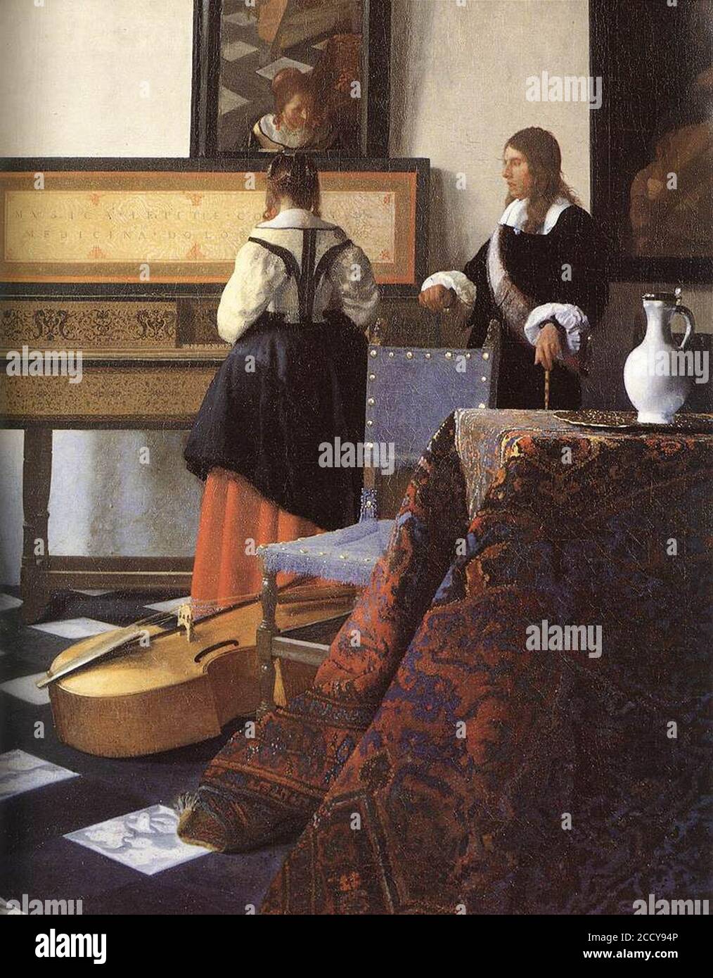 Johannes Vermeer - A Lady at the Virginals with a Gentleman (detail ...