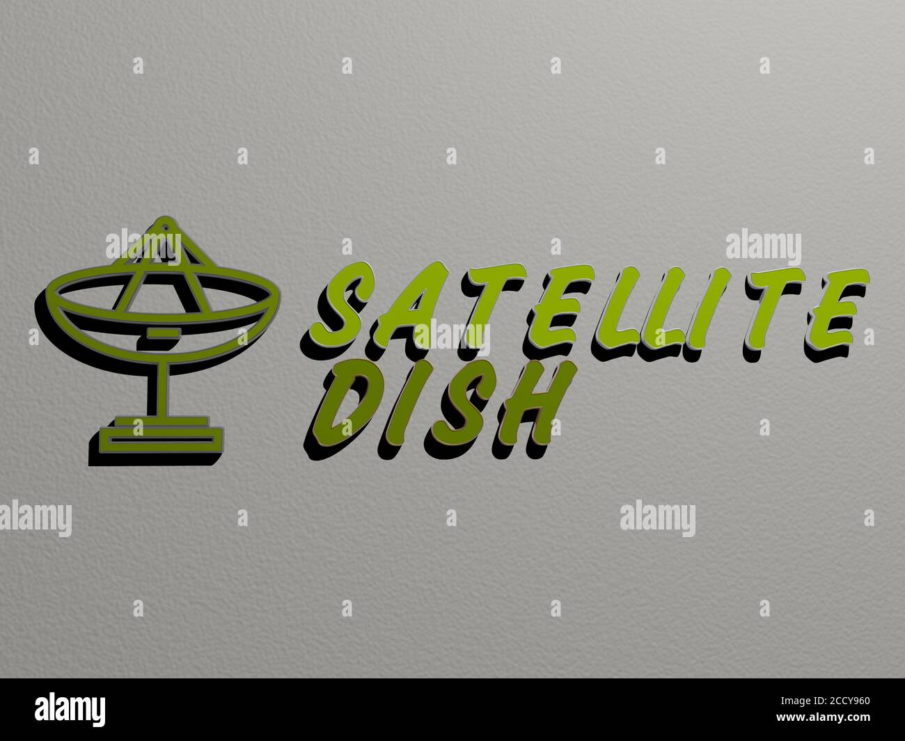 satellite dish icon and text on the wall, 3D illustration Stock Photo ...