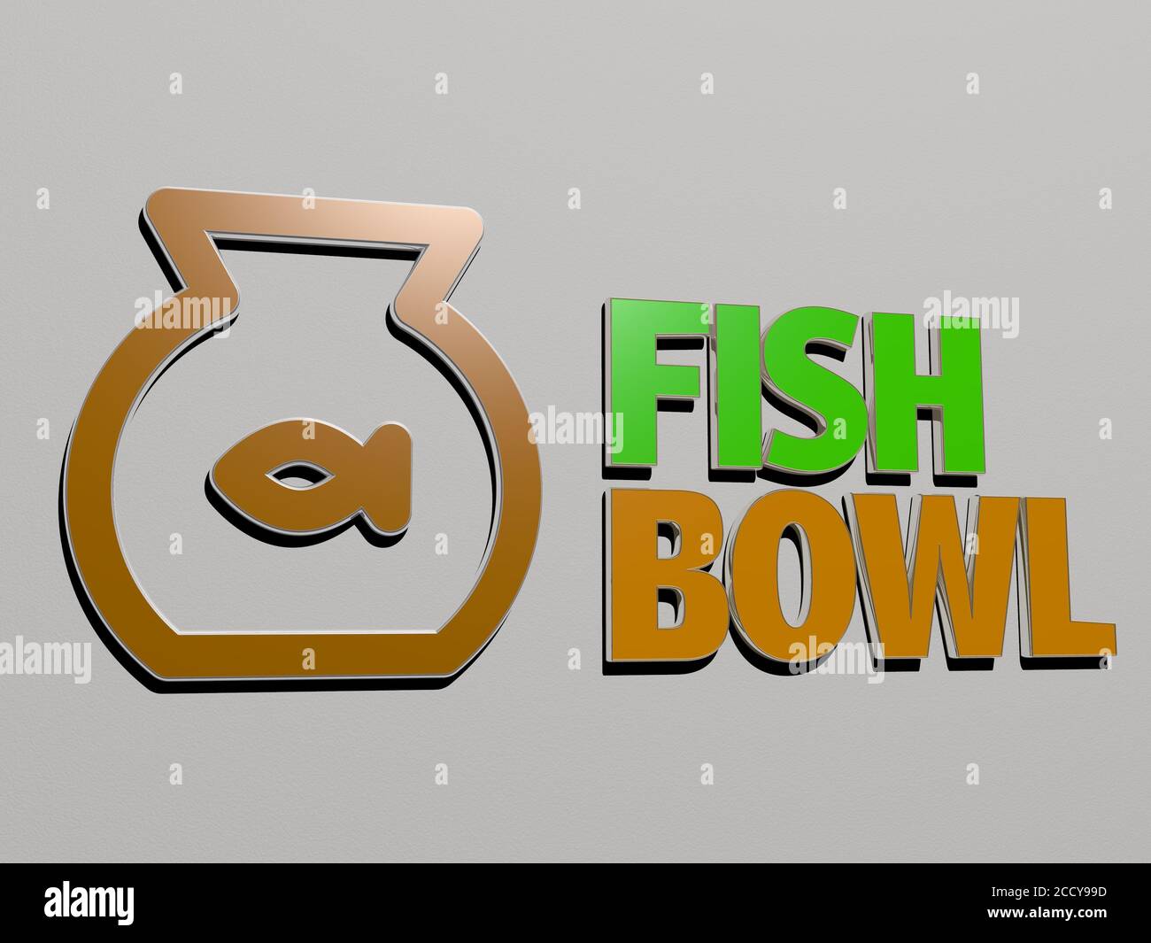 3D graphical image of fish bowl vertically along with text built by ...