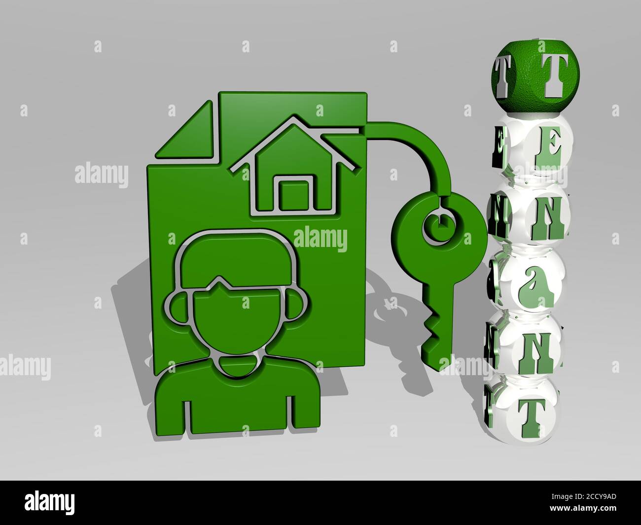 tenant 3D icon beside the vertical text of individual letters, 3D ...
