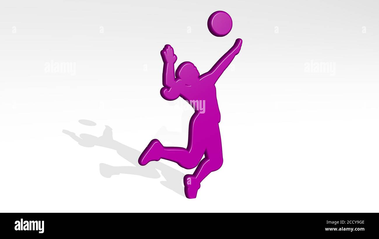 GIRL PLAYING VOLLEYBALL 3D icon casting shadow, 3D illustration Stock ...