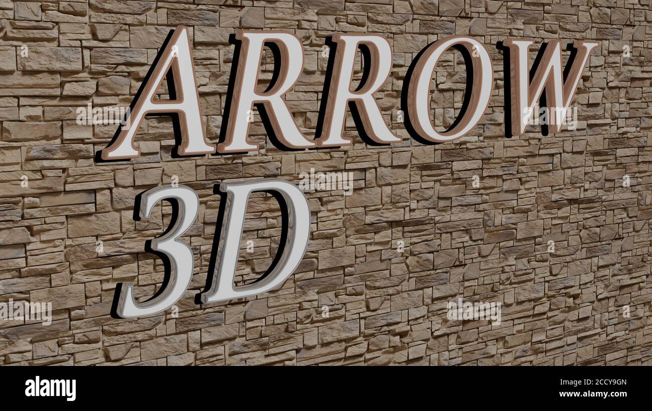 arrow 3d text on textured wall, 3D illustration Stock Photo - Alamy
