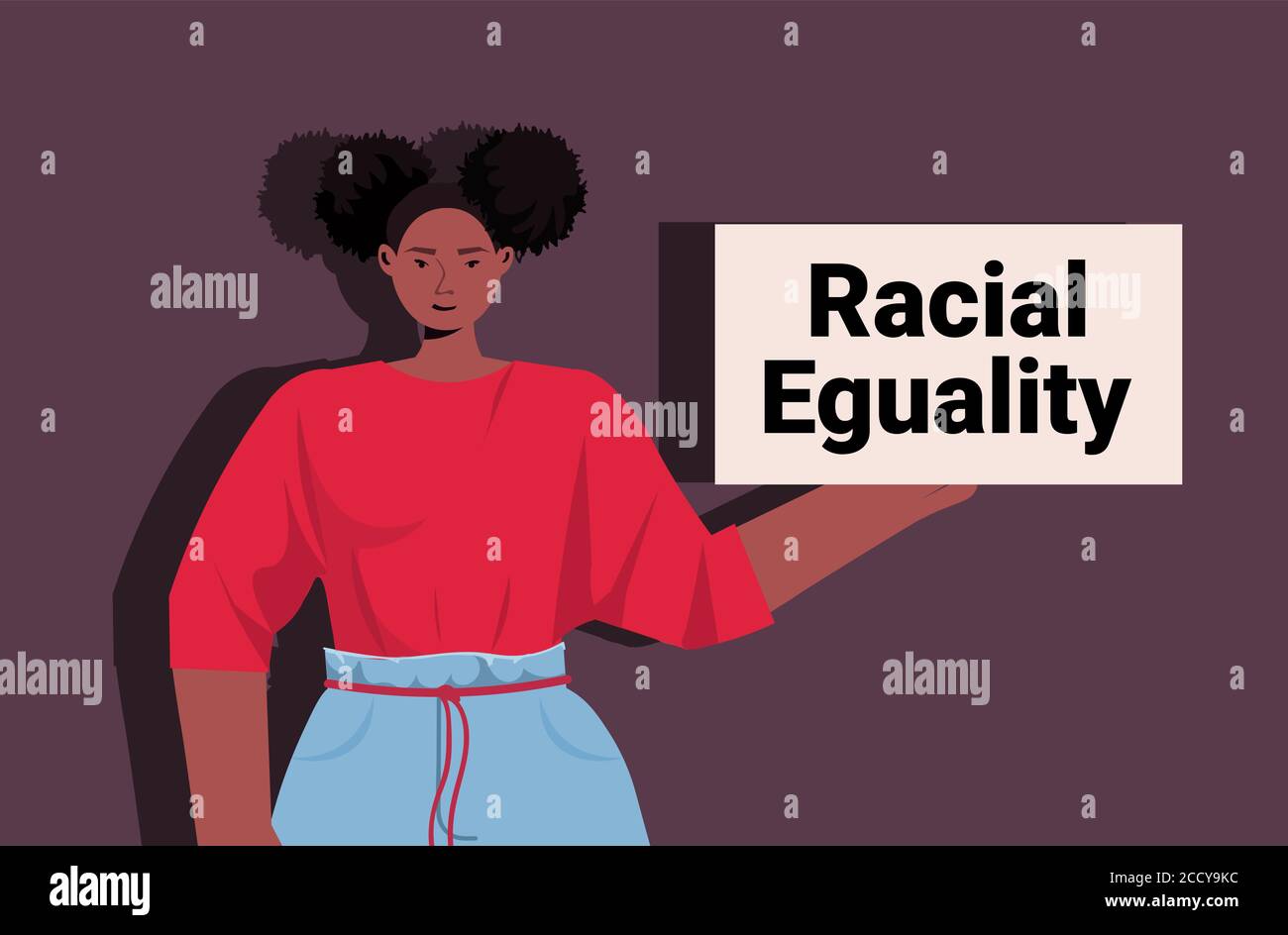 african american woman activist holding stop racism poster racial ...