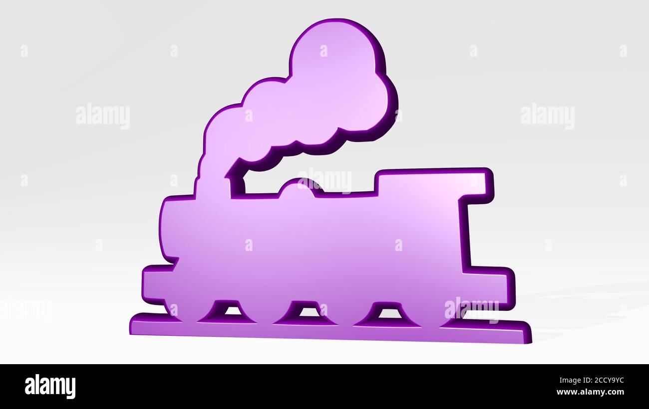 train 3D icon casting shadow, 3D illustration Stock Photo - Alamy
