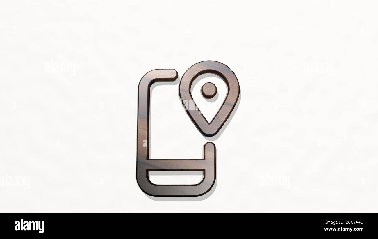 phone action navigation pin 3D icon on the wall, 3D illustration Stock ...