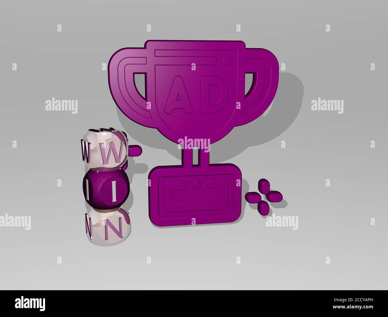 3D graphical image of win vertically along with text built around the ...