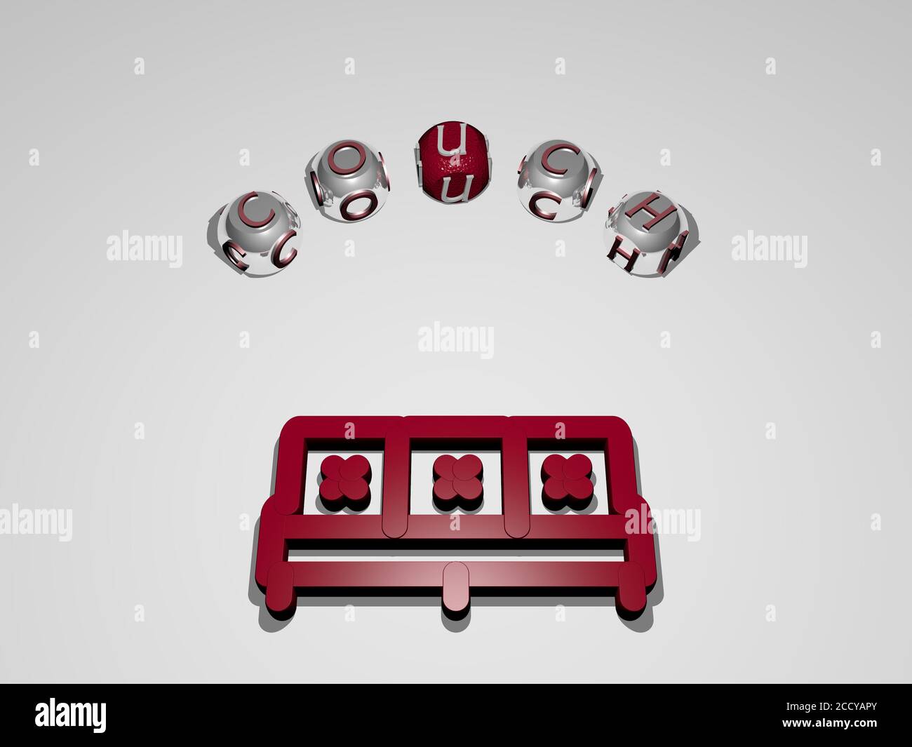 couch circular text of separate letters around the 3D icon, 3D ...