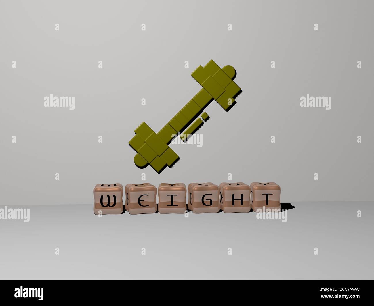 weight 3D icon on the wall and cubic letters on the floor, 3D ...
