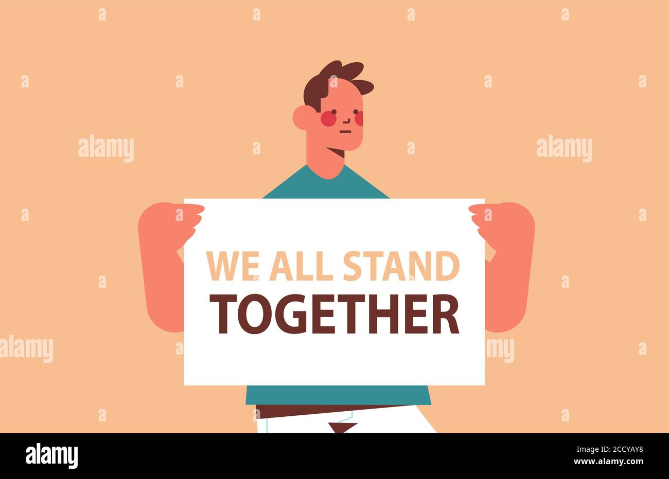 man activist holding stop racism poster racial equality social justice ...