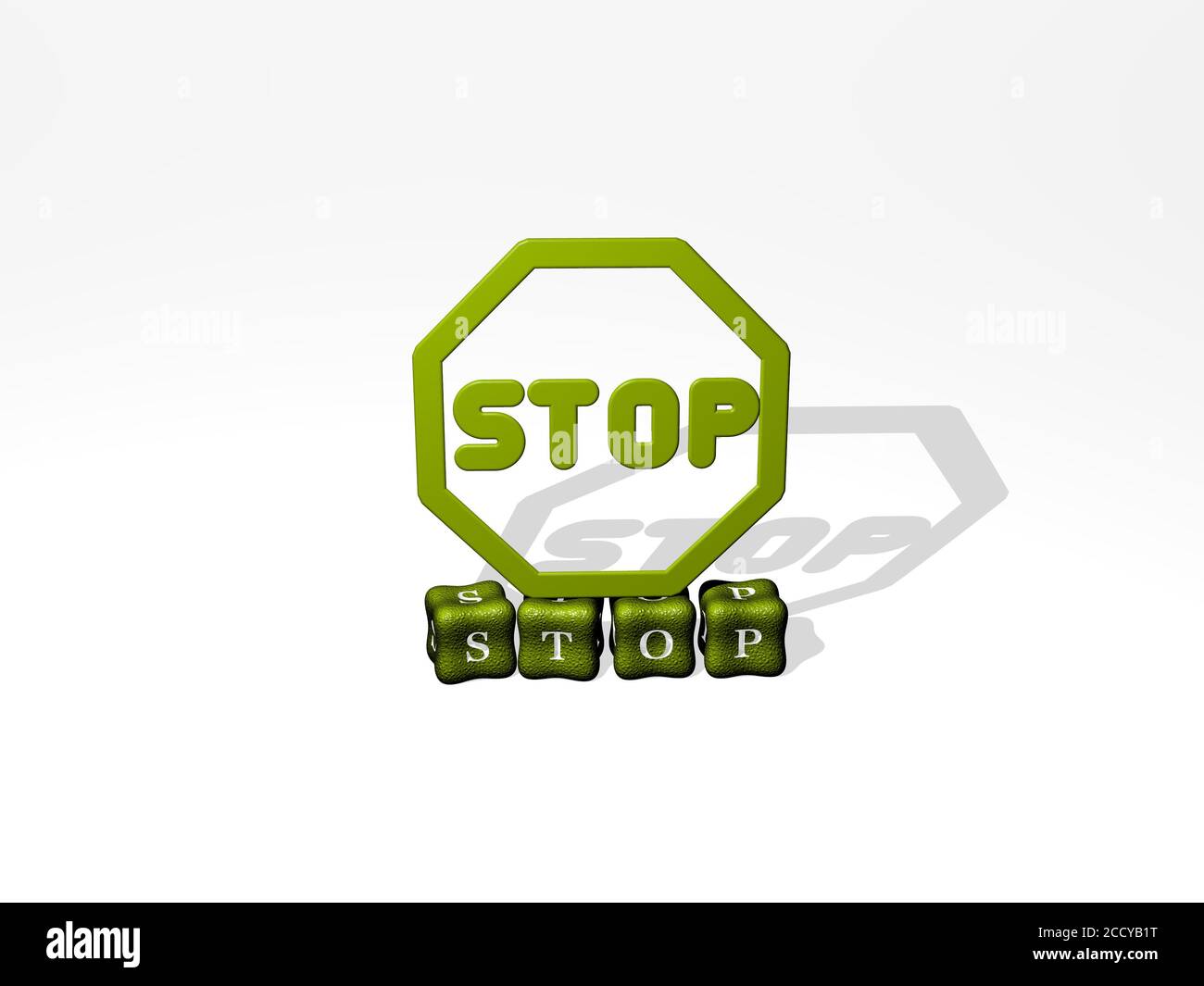 STOP 3D icon on cubic text, 3D illustration Stock Photo - Alamy