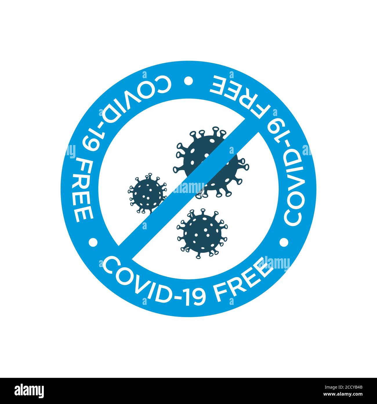 Covid-19 free icon. Round symbol for clean areas, surfaces or products ...