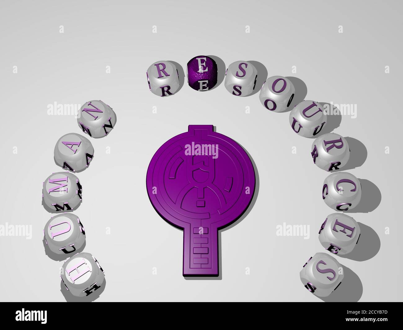 HUMAN RESOURCES 3D icon surrounded by the text of cubic letters, 3D ...