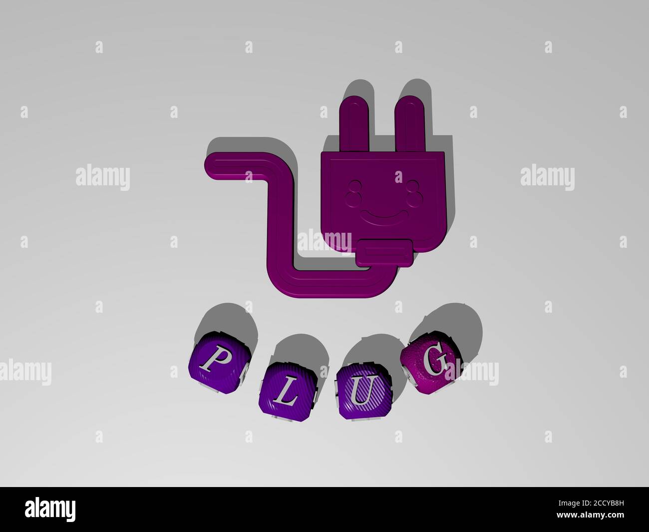 PLUG text around the 3D icon, 3D illustration Stock Photo - Alamy