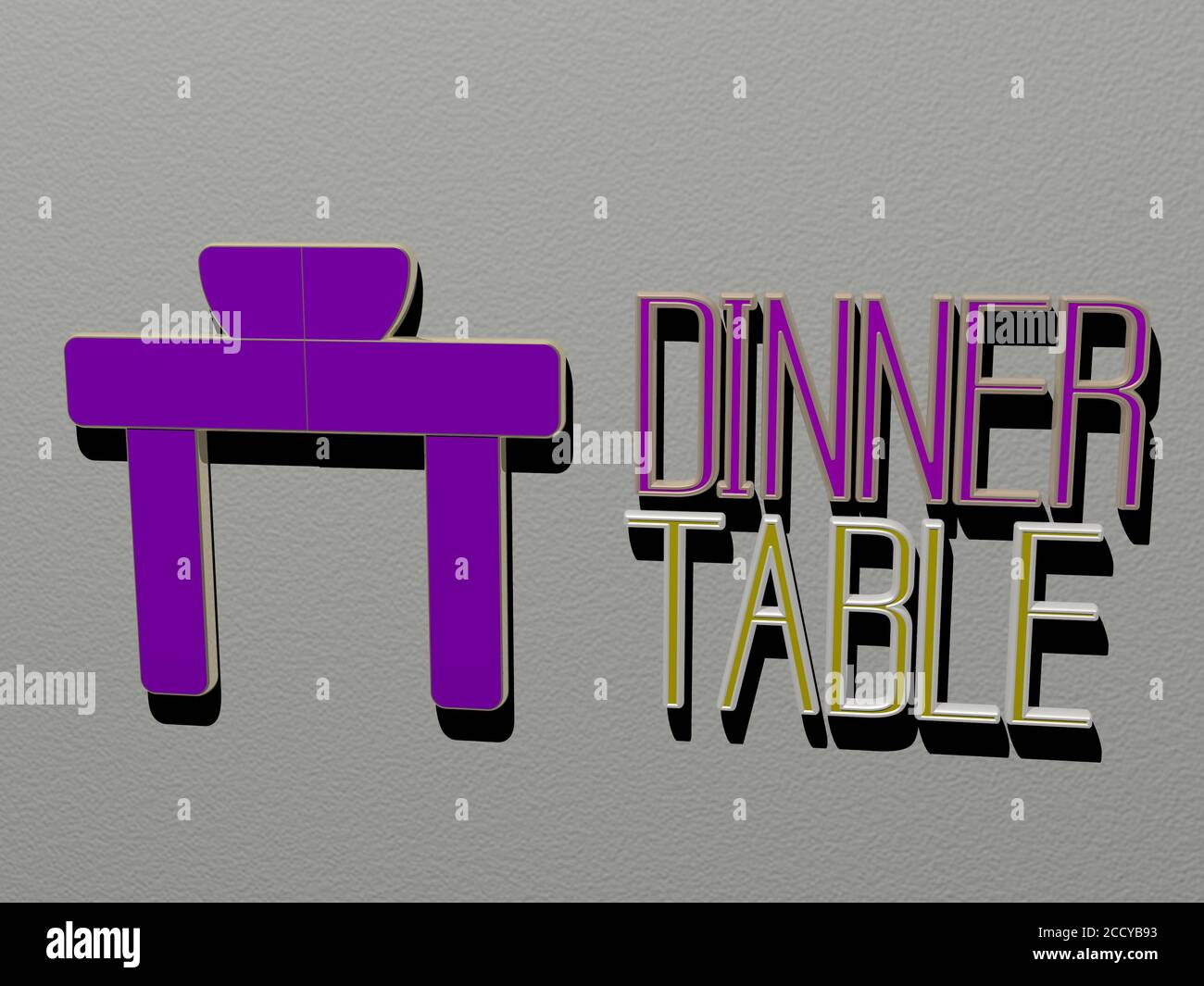 3D graphical image of DINNER TABLE vertically along with text built by ...