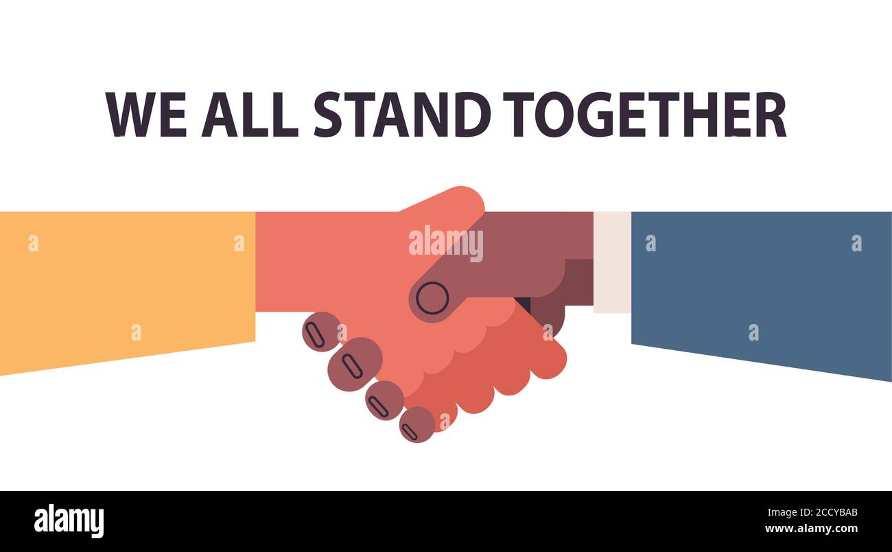 different color handshake black and yellow handshaking poster against ...