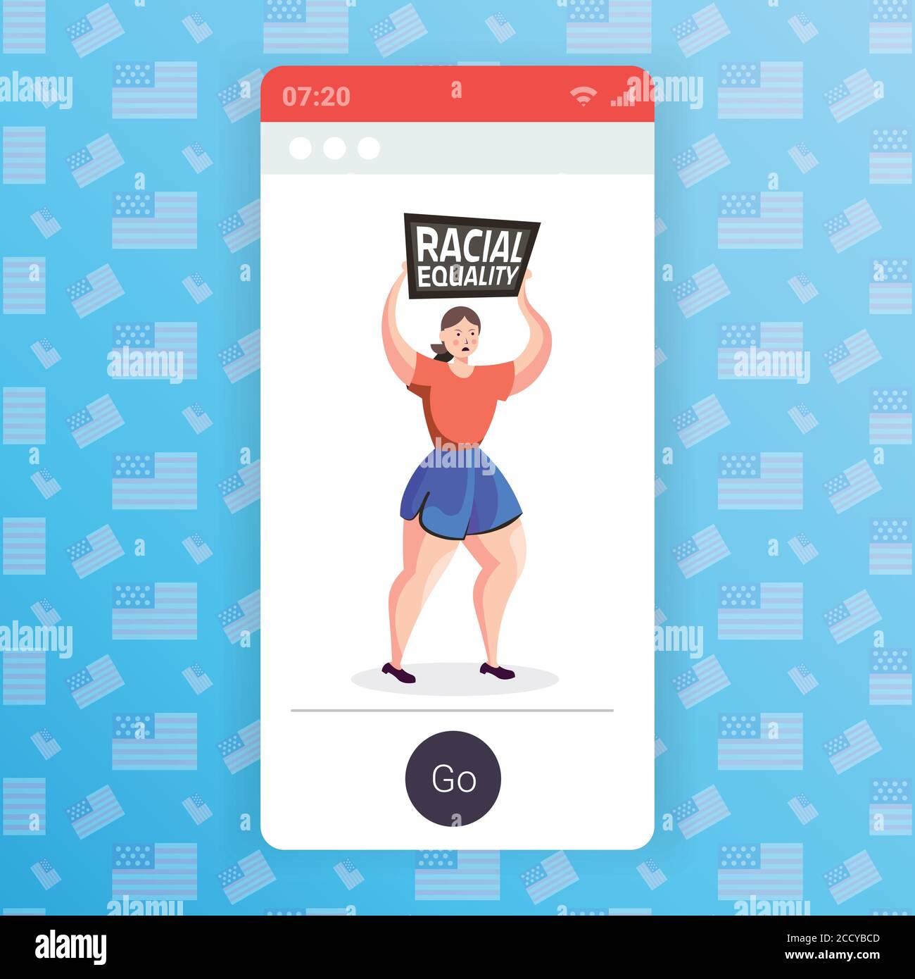 woman activist holding stop racism poster racial equality social ...