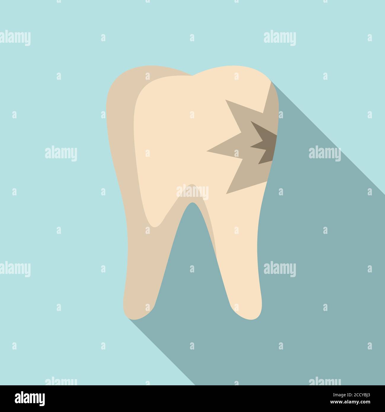 Cracked tooth icon. Flat illustration of cracked tooth vector icon for ...