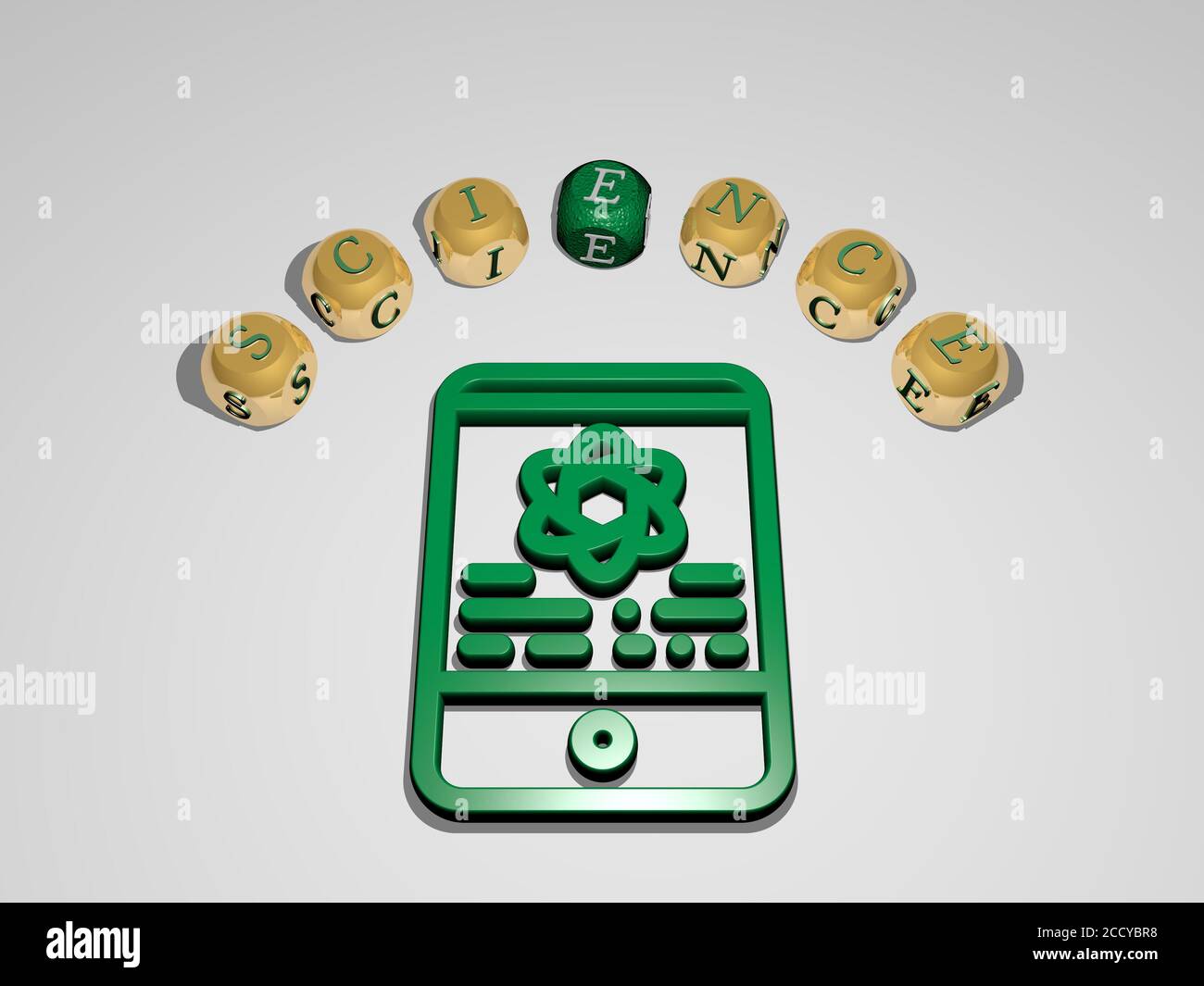 science 3D icon surrounded by the text of cubic letters, 3D ...