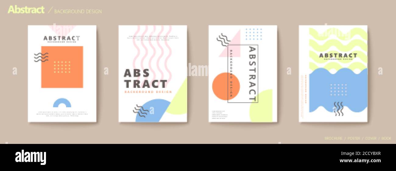 Modern geometric flyer set in pastel tone with rectangle, semi-circle ...