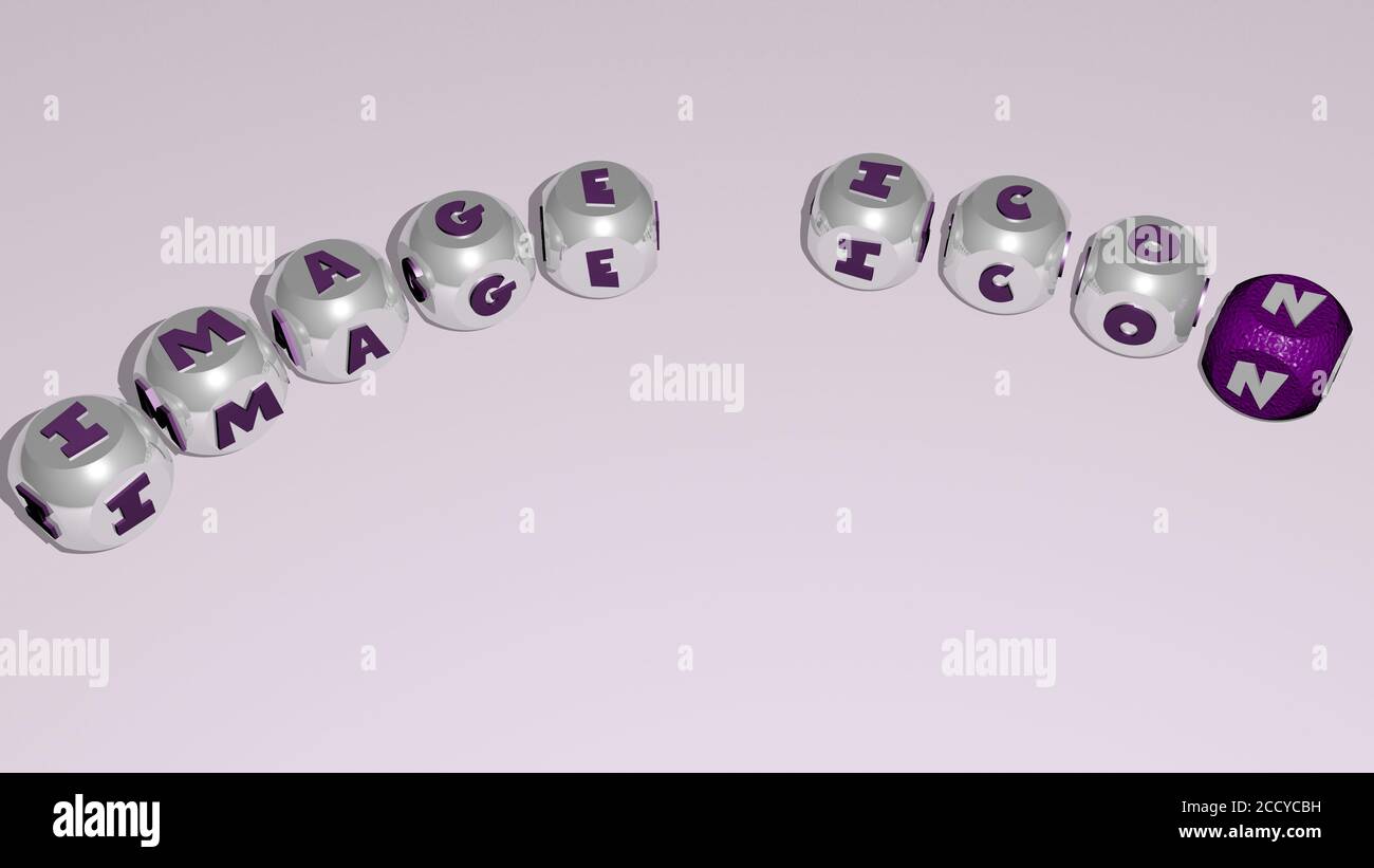 IMAGE ICON text of dice letters with curvature, 3D illustration Stock ...
