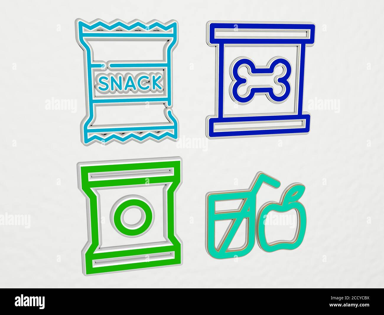 snack 4 icons set, 3D illustration Stock Photo - Alamy