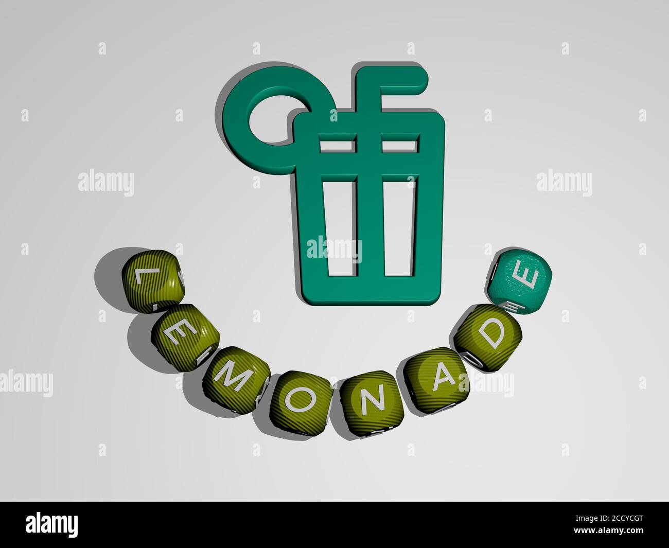 lemonade text around the 3D icon, 3D illustration Stock Photo - Alamy