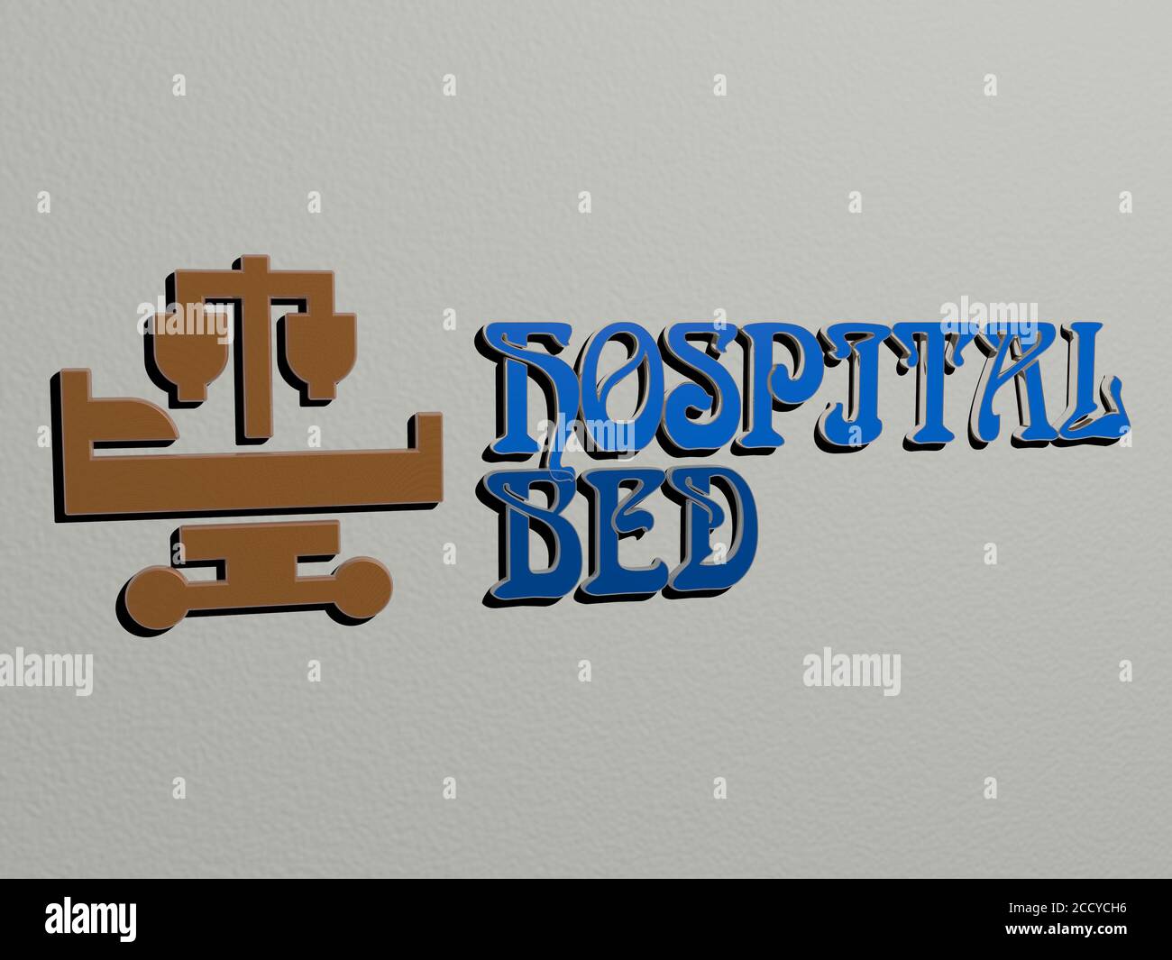 HOSPITAL BED icon and text on the wall, 3D illustration Stock Photo - Alamy