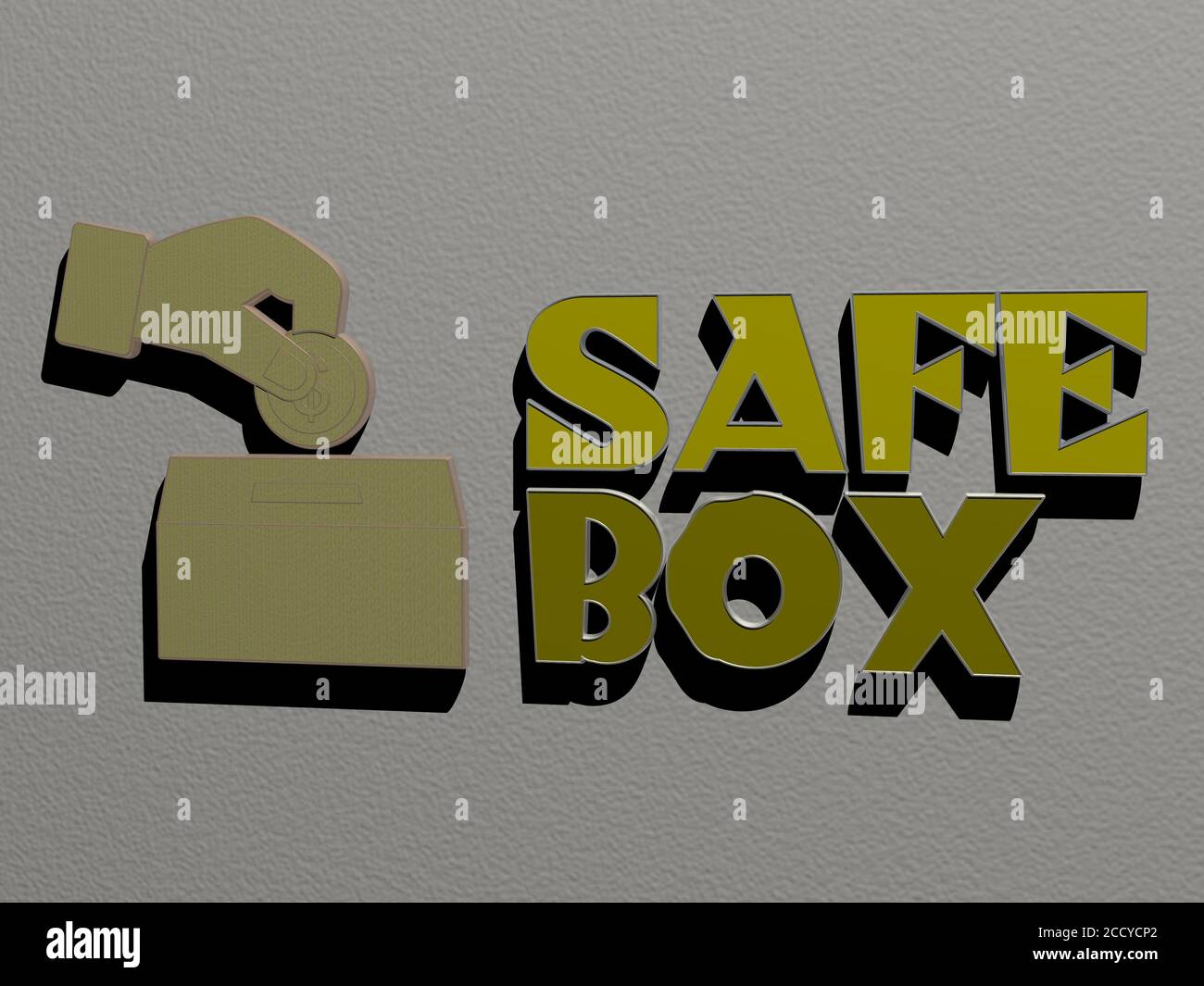 SAFE BOX icon and text on the wall, 3D illustration Stock Photo - Alamy