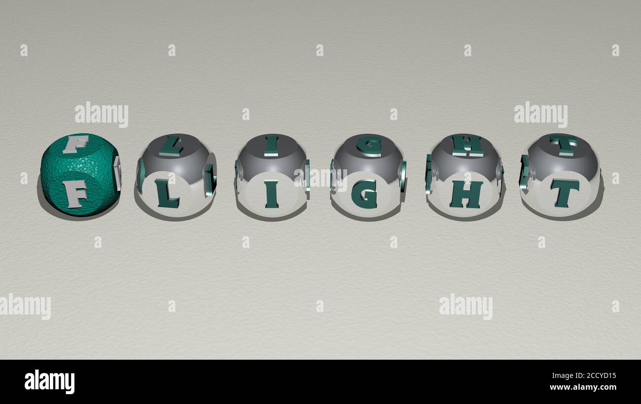 FLIGHT text of cubic individual letters, 3D illustration Stock Photo ...