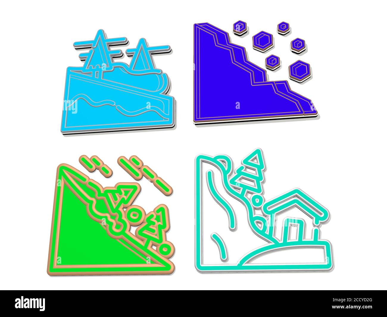 avalanche 4 icons set, 3D illustration Stock Photo - Alamy