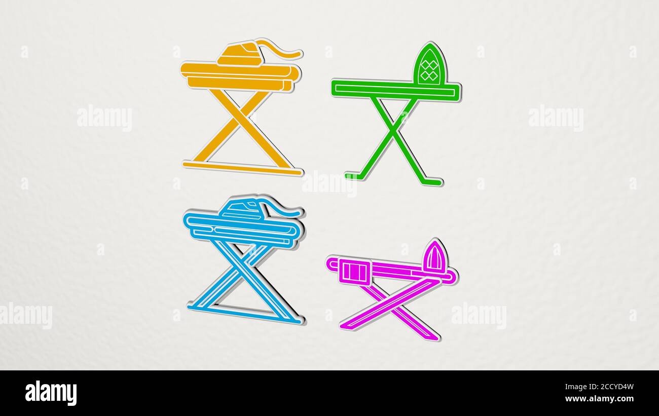 IRON BOARD colorful set of icons, 3D illustration Stock Photo - Alamy